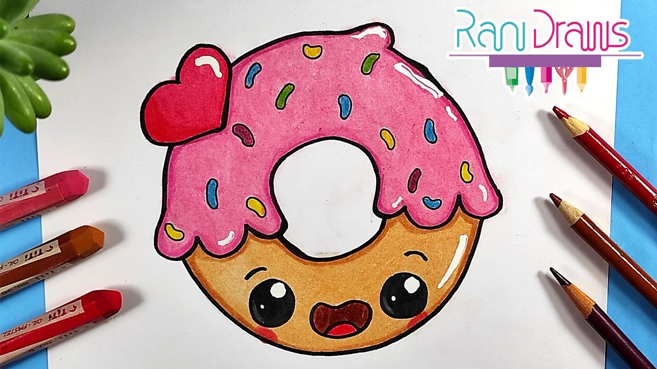 Cómo dibujar una DONA kawaii - How to draw kawaii DONUT - YouTube