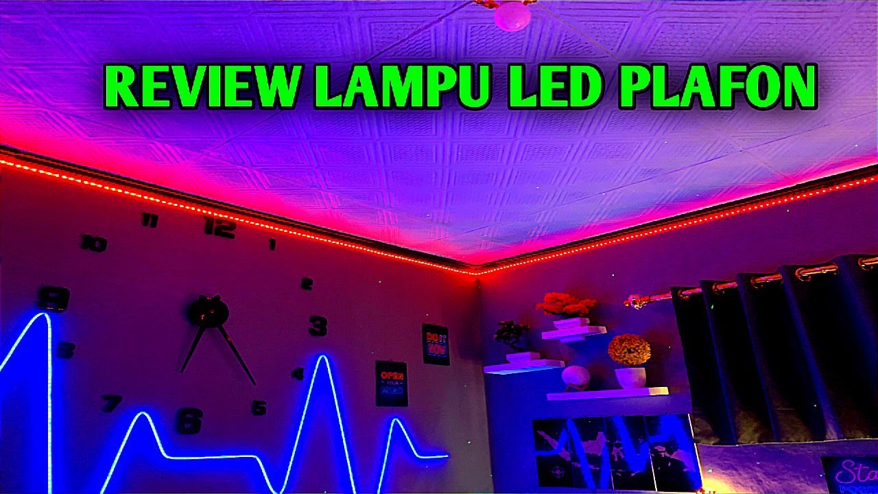DEKOR KAMAR COWOK AESTHETIC 🛑REVIEW LAMPU LED STRIP UNTUK PLAFON - YouTube