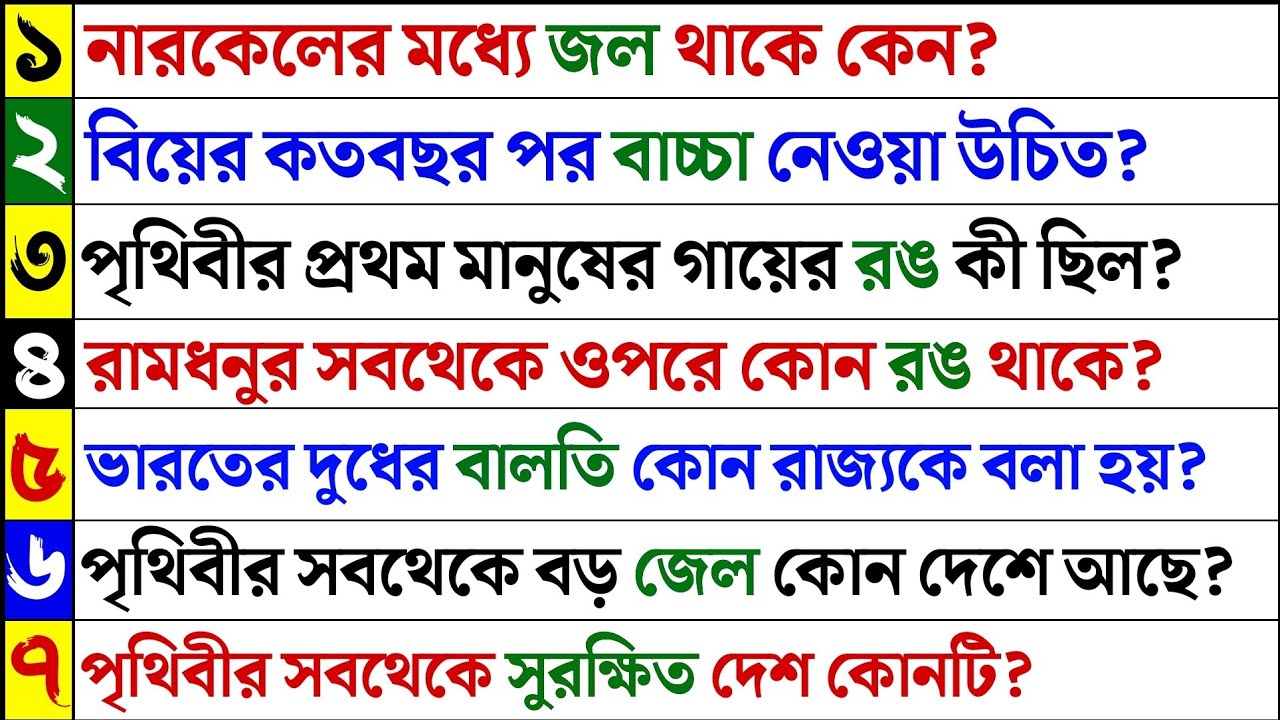 Bangla Gk question answer/Gk Bangla/Bangla Gk/Bangla Quiz/Quiz Bangla ...