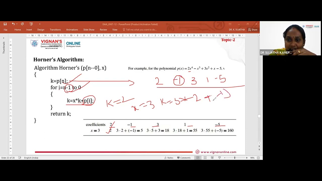 DAA DR SUJATHA KAMEPALLI UNIT 12 PART 2 HORNER'S RULE AND PROBLEM ...