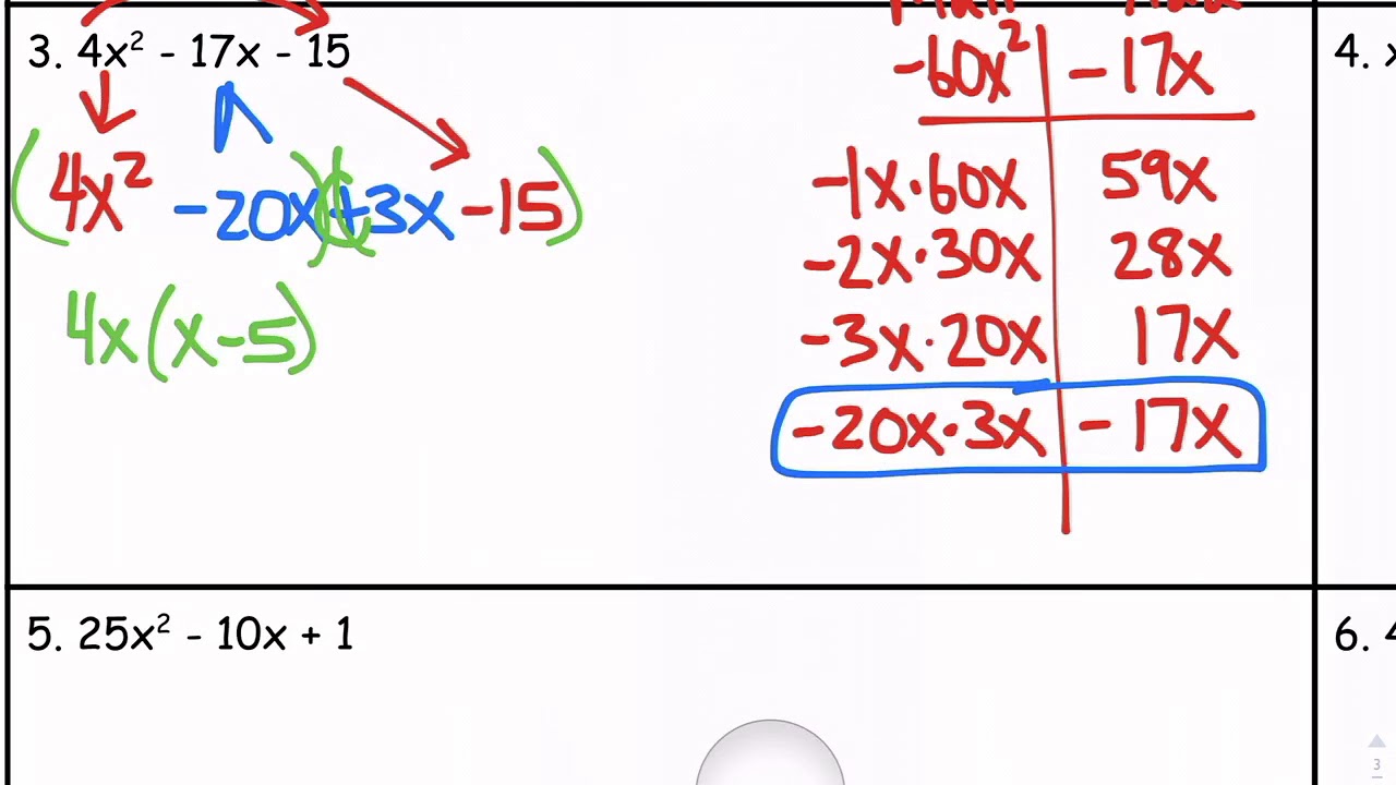 Factoring Trinomials Example 3 and 4 - YouTube