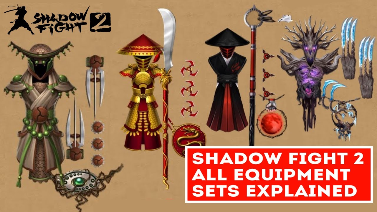 SHADOW FIGHT 2 ALL EQUIPMENT SETS EXPLAINED IN HINDI - YouTube