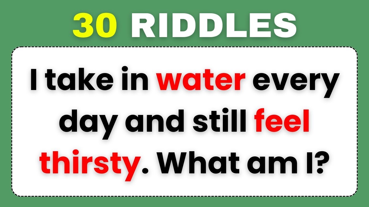 30 Hardest Riddles Ever | Mind-Bending Brain Teasers for Adults - YouTube