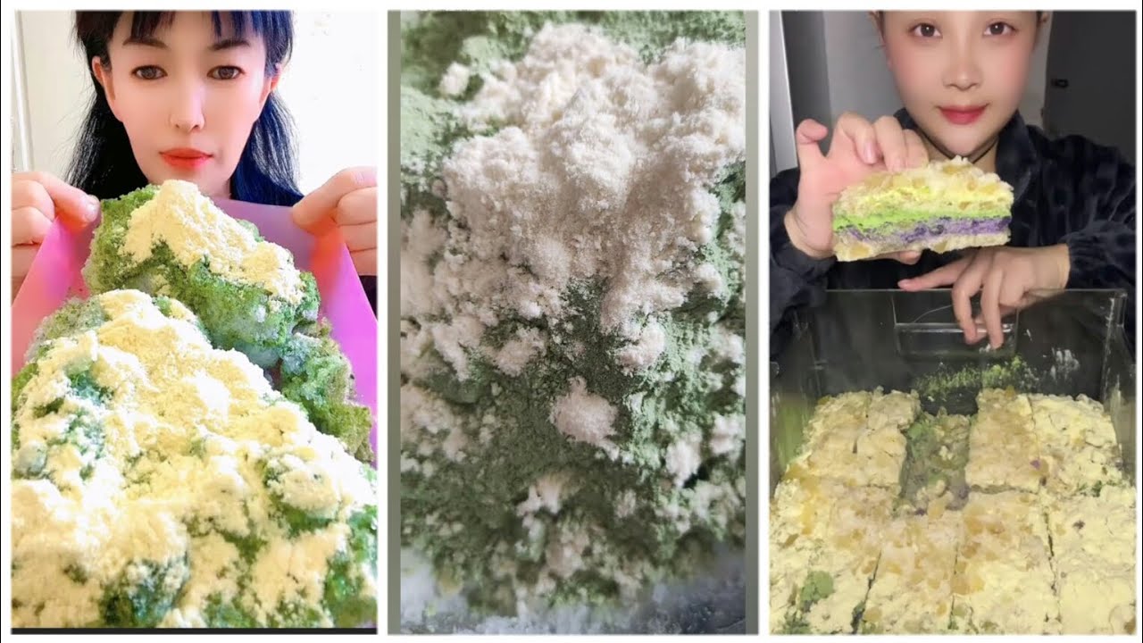 ICE EATING WITH MATCHA AND MILK POWDER / RELAXING SOUND OF EATING #asmr ...