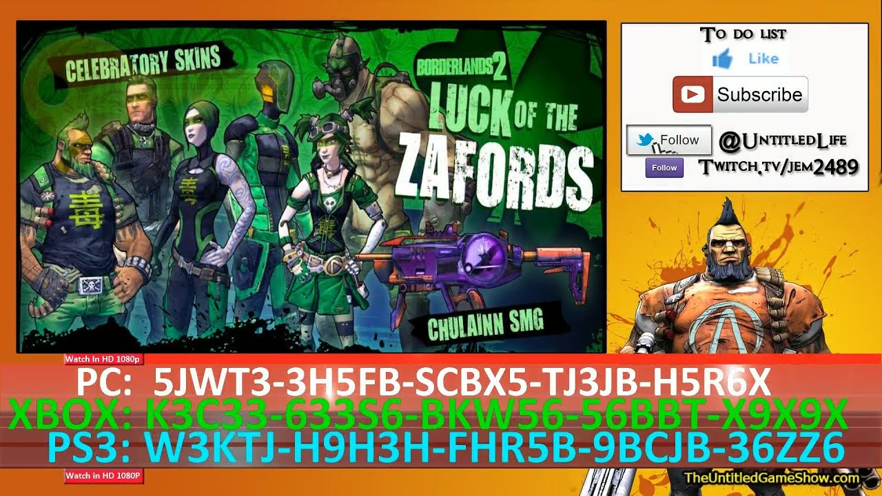 New SHiFT Code Alert Luck Of The Zaford Skins & Chulainn SMG ...