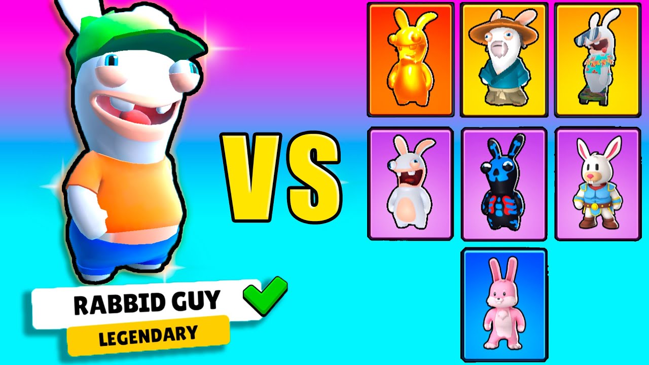RABBID GUY VS RABBITS 🔥 0.46 RABBIDS Skins 🔥 Stumble Guys 1VS ALL ...