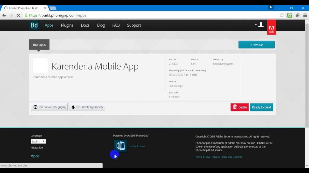 tutorial compiling app using build phonegap - YouTube