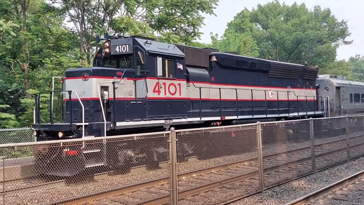 NJ Transit #4101 "Blue Bird" Hertiage Unit roars into Ho Ho Kus - YouTube