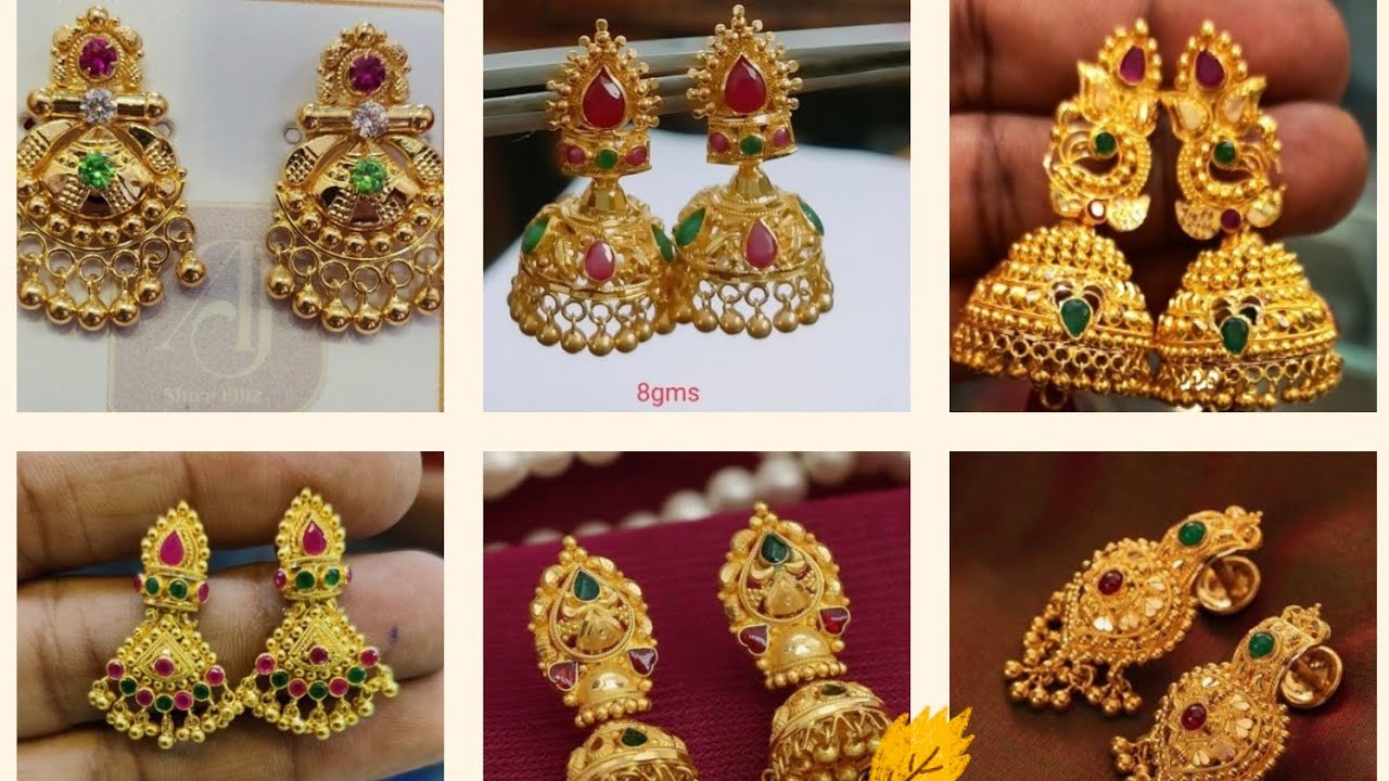 Small size Gold Earings || Cutie Cutie Gold Earings || Gold Jewellery ...