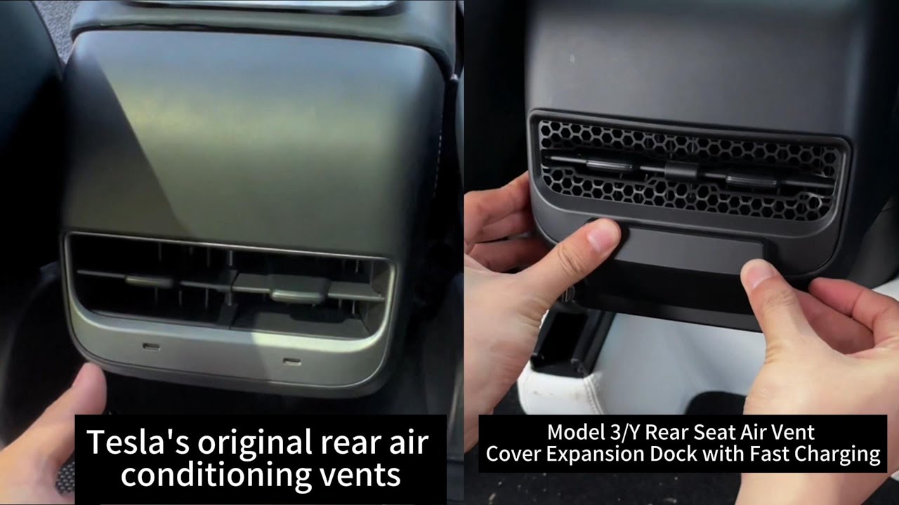 Model 3/Y Rear Seat Air Vent Cover Expansion Dock with Fast Charging# ...