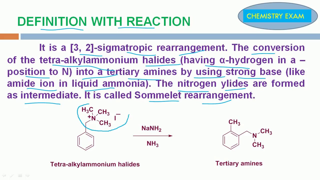 Sommelet rearrangement - Definition with reaction and mechanism. - YouTube