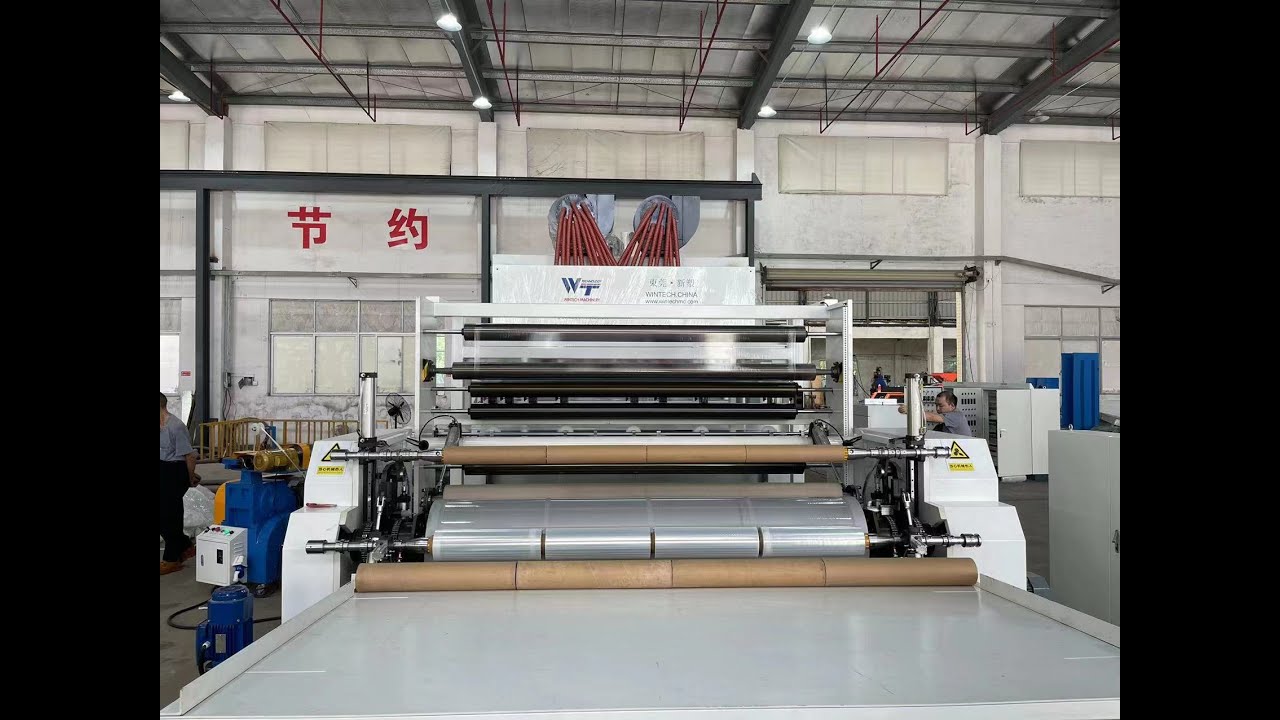 Fully automatic high speed jumbo roll stretch film making machine - YouTube