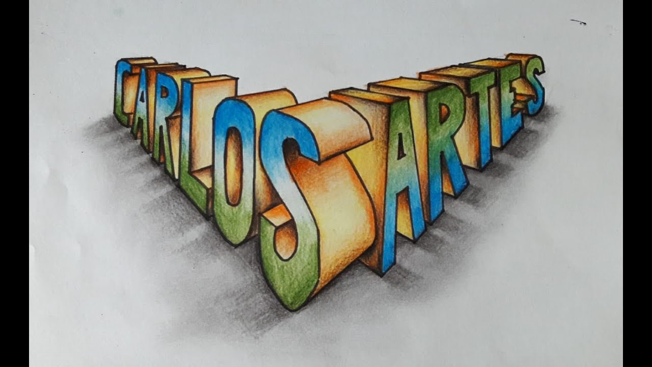 Como hacer letras 3D en perspectiva oblicua - YouTube