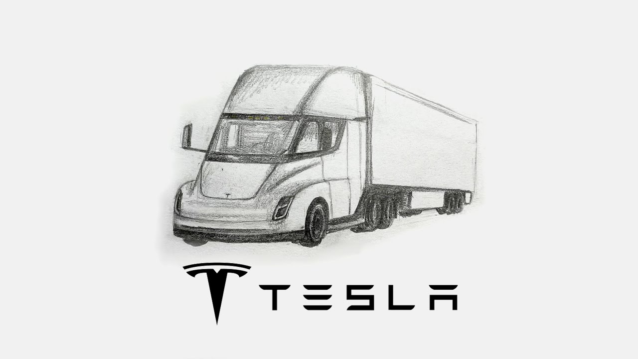 How to Draw TESLA Semi Truck - YouTube