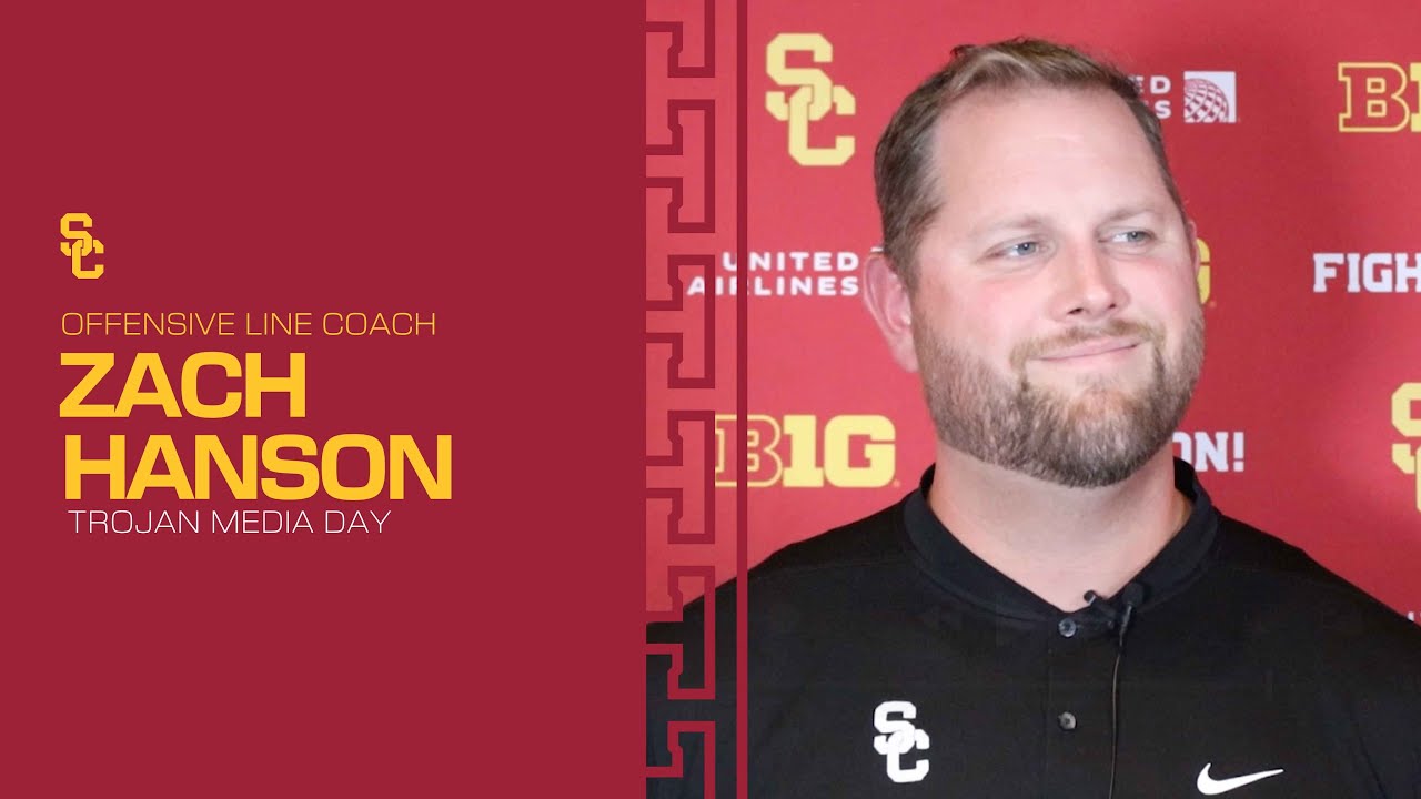 USC OL coach Zach Hanson | Trojan Media Day - YouTube