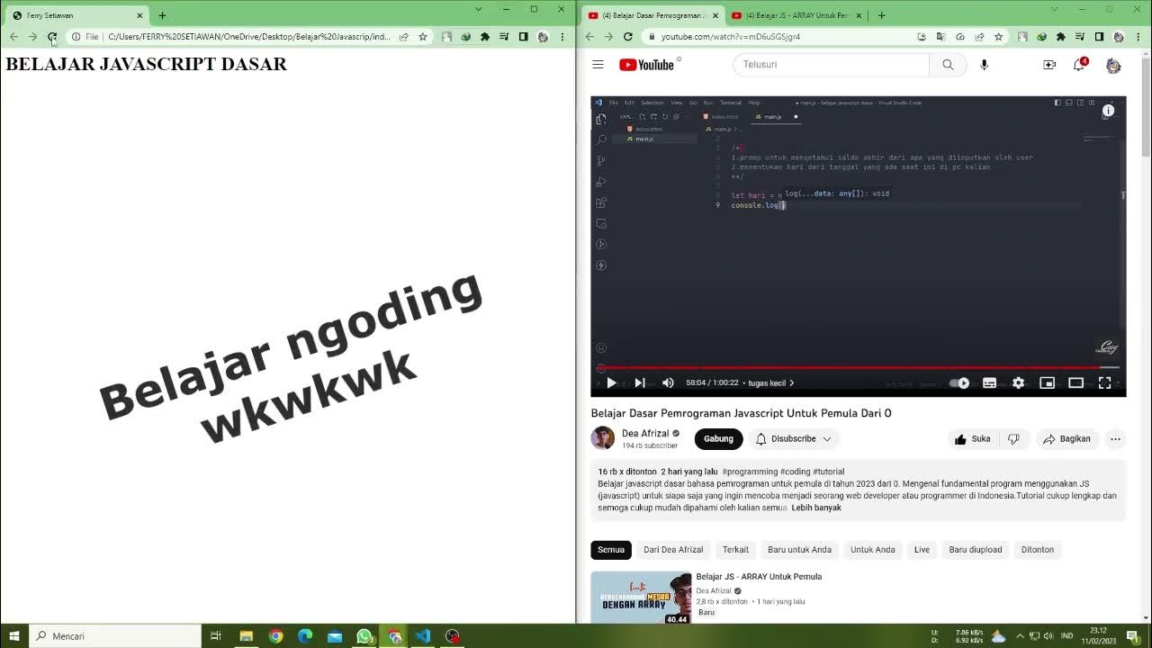 Belajar ngoding Javascript - YouTube