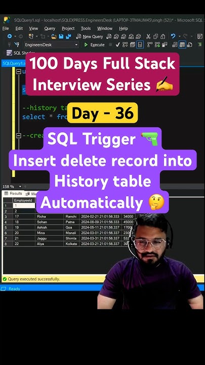 #day36 - SQL Trigger | Insert deleted records into History Table #coding #sql #sqlserver - YouTube