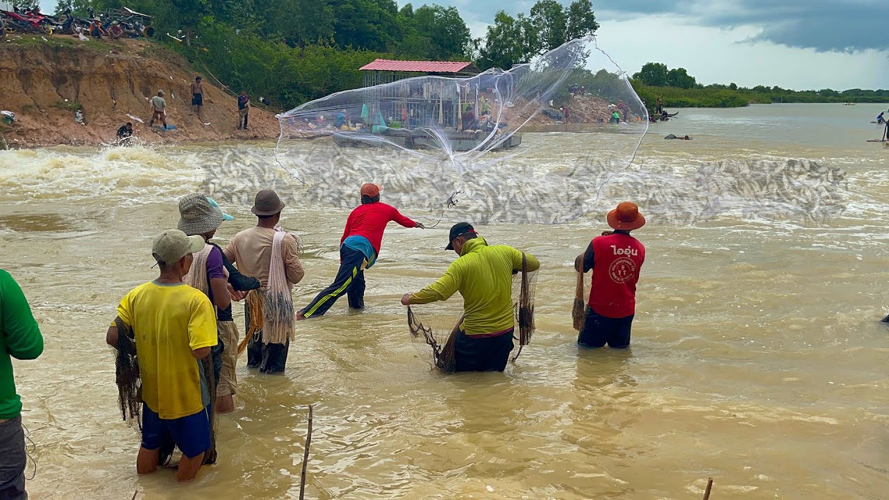 Amazing Fishing!!! Real Life 100% Cast Net Fishing In The River At The ...