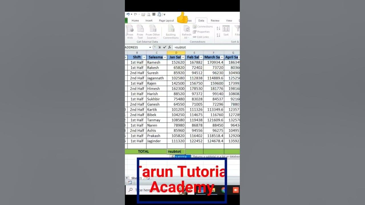 Excel Tricks Subtotal Function Excel Formula Excel Course Youtube