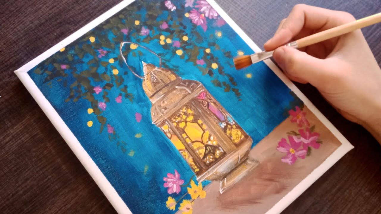 Ramadan Lantern Painting Realistic Light And Shadows / Acrylic ...
