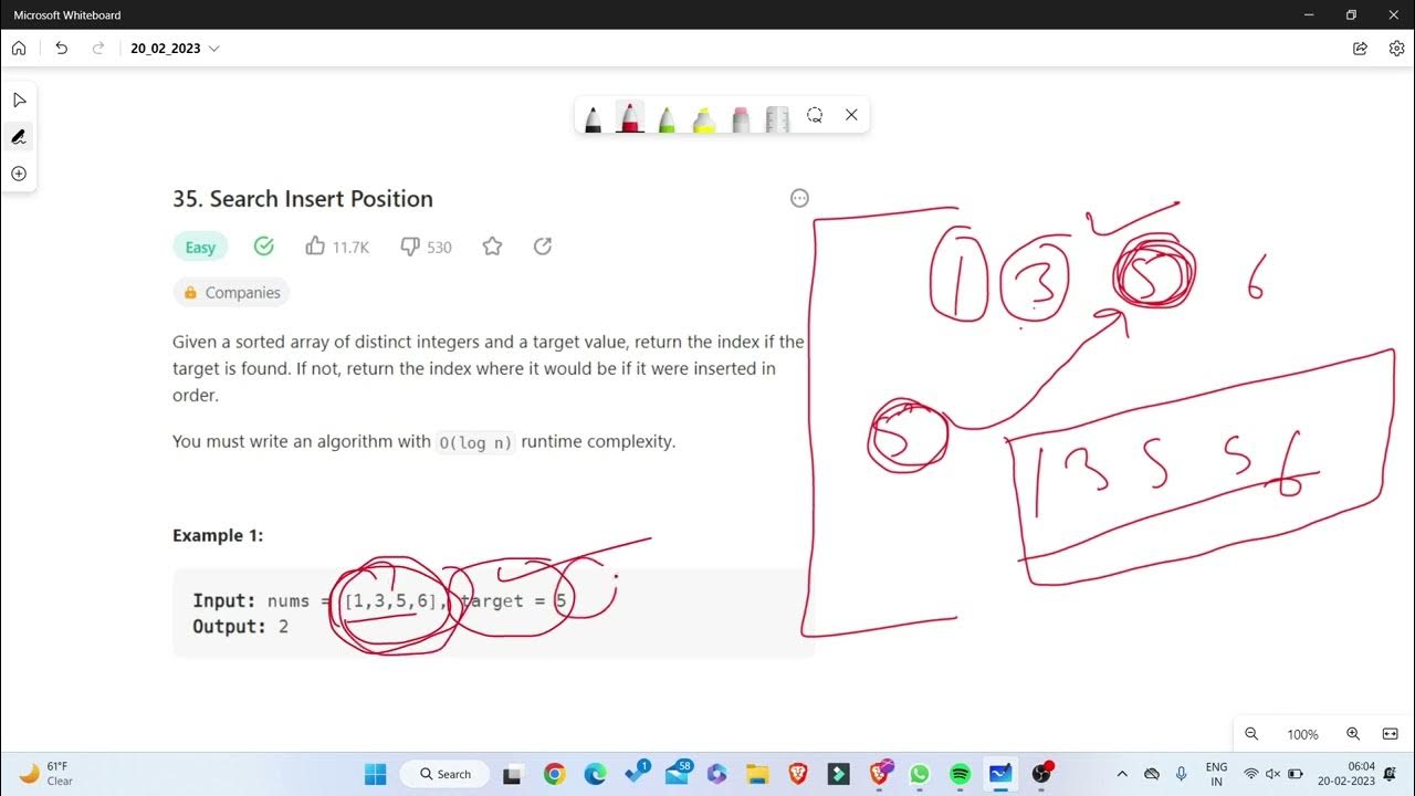 35 | Search Insert Position | LeetCode Daily Challenge | #leetcode #binarysearch #hindi - YouTube