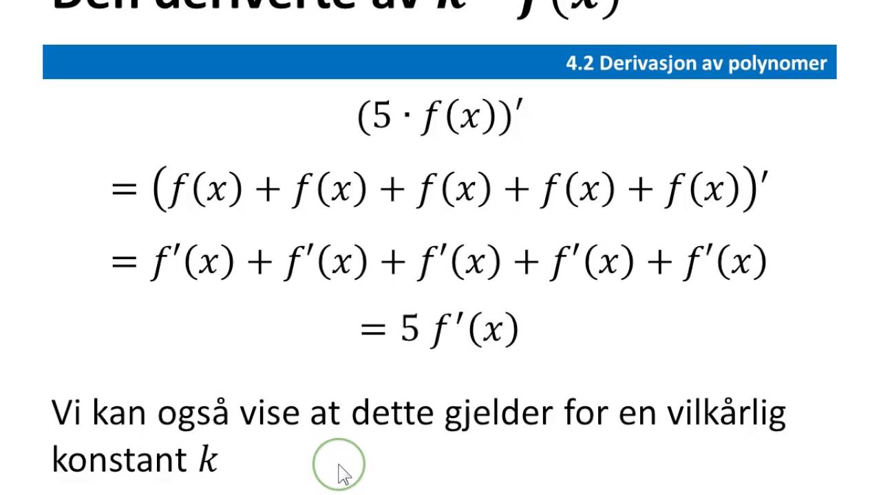 4 2a derivasjon av polynomer - YouTube