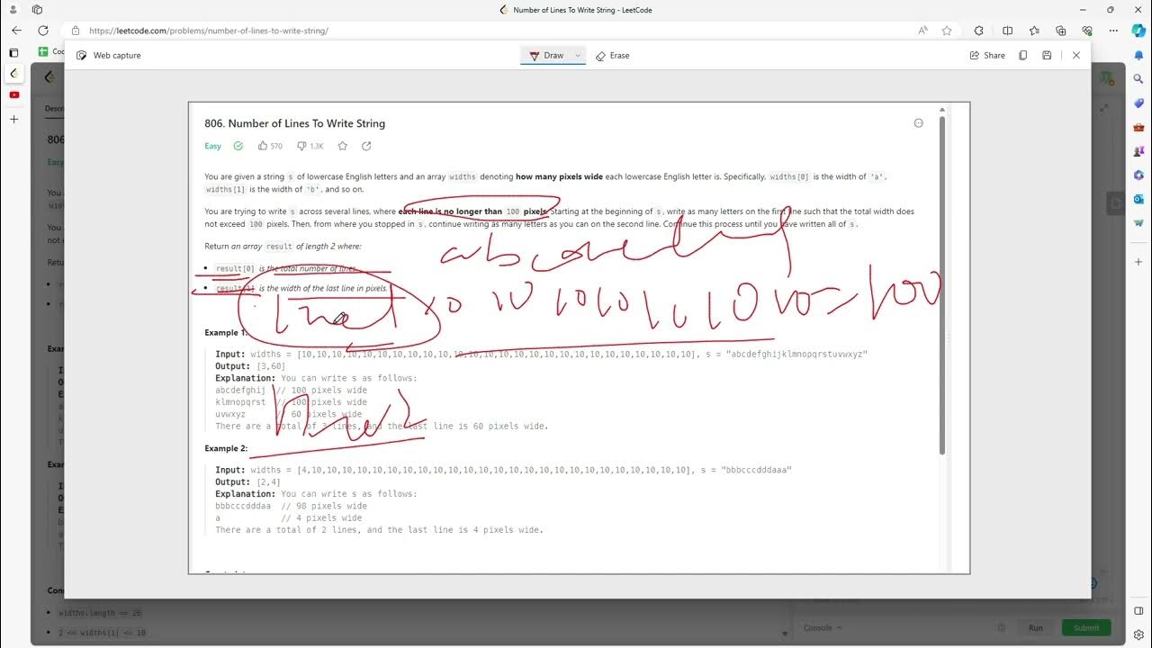 Leetcode 806 Number Of Lines To Write String Java Youtube