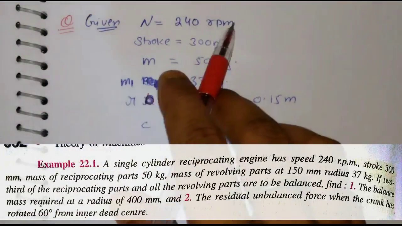 Problem Based On Balancing Of Primary And Secondary Unbalanced Forces Unit 3 Dom Youtube