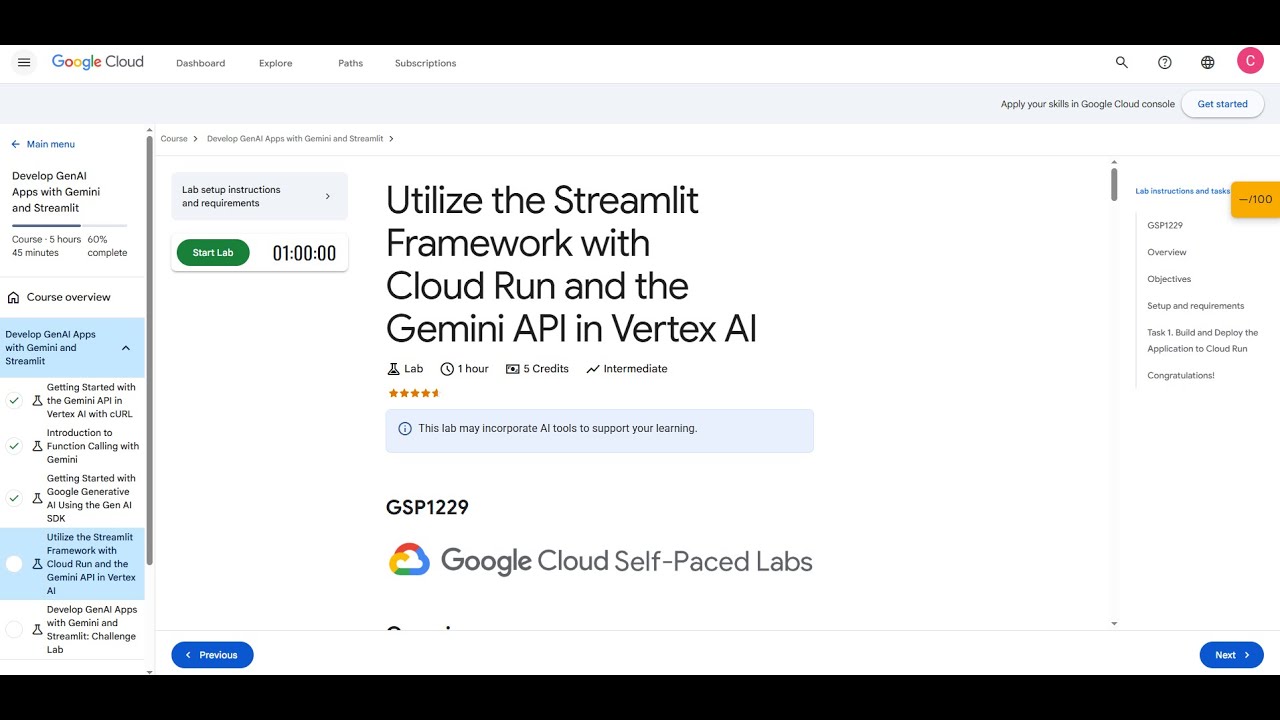 📌 Use Streamlit with Cloud Run & Gemini API on Vertex AI | Gen AI Program by Google - YouTube