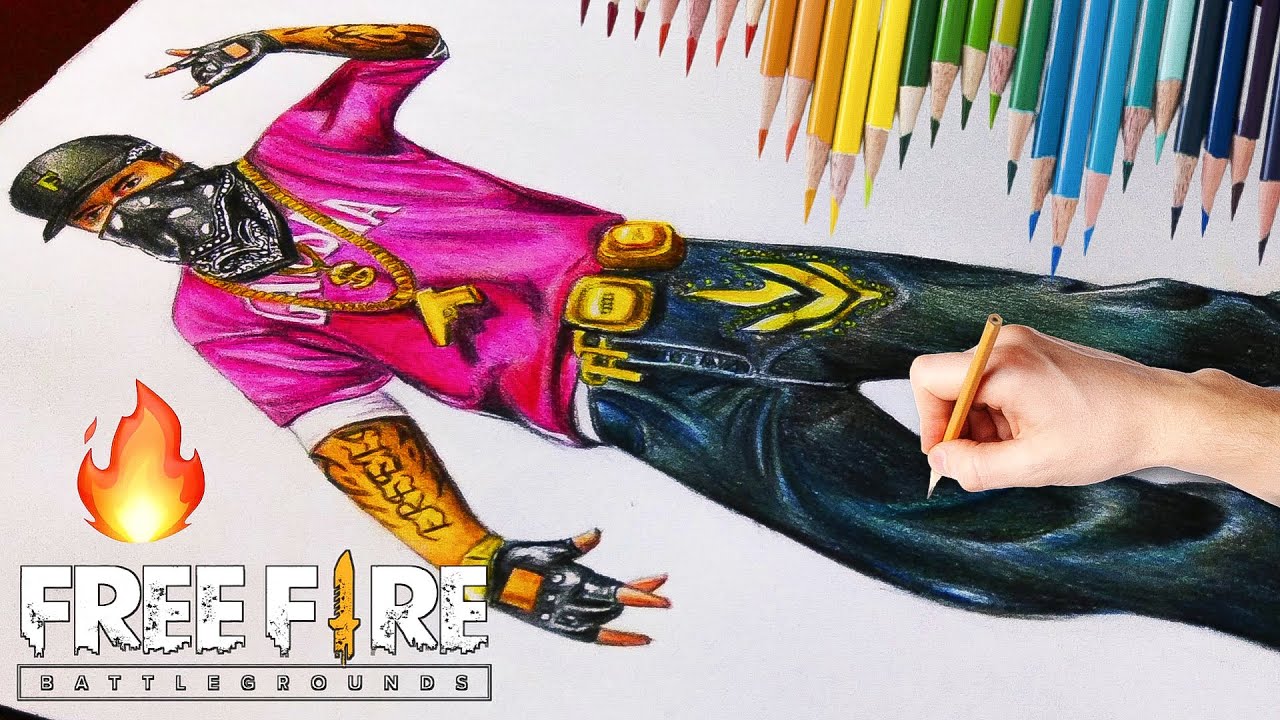 Free Fire | Hip Hop Bundle Drawing 🔥 | Coloured Pencil Sketch | How To ...