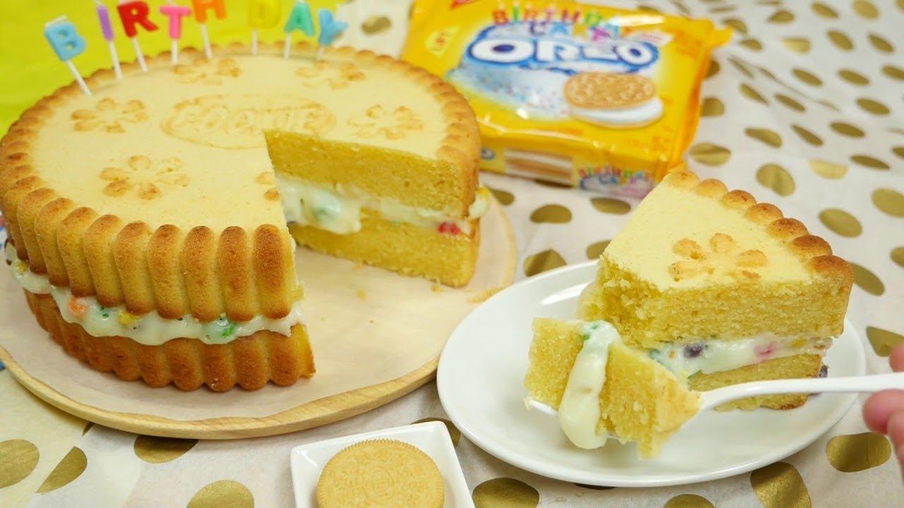 Giant Golden Oreo Birthday Cake ジャイアントゴールデンオレオ バースデイケーキ - YouTube