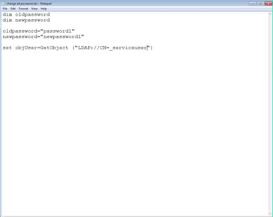 Active Directory VB Script change user password - YouTube