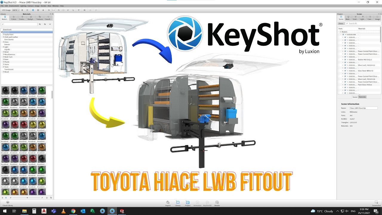 Large Assemblies in KeyShot - Rendering a Toyota Hiace LWB Fitout - YouTube