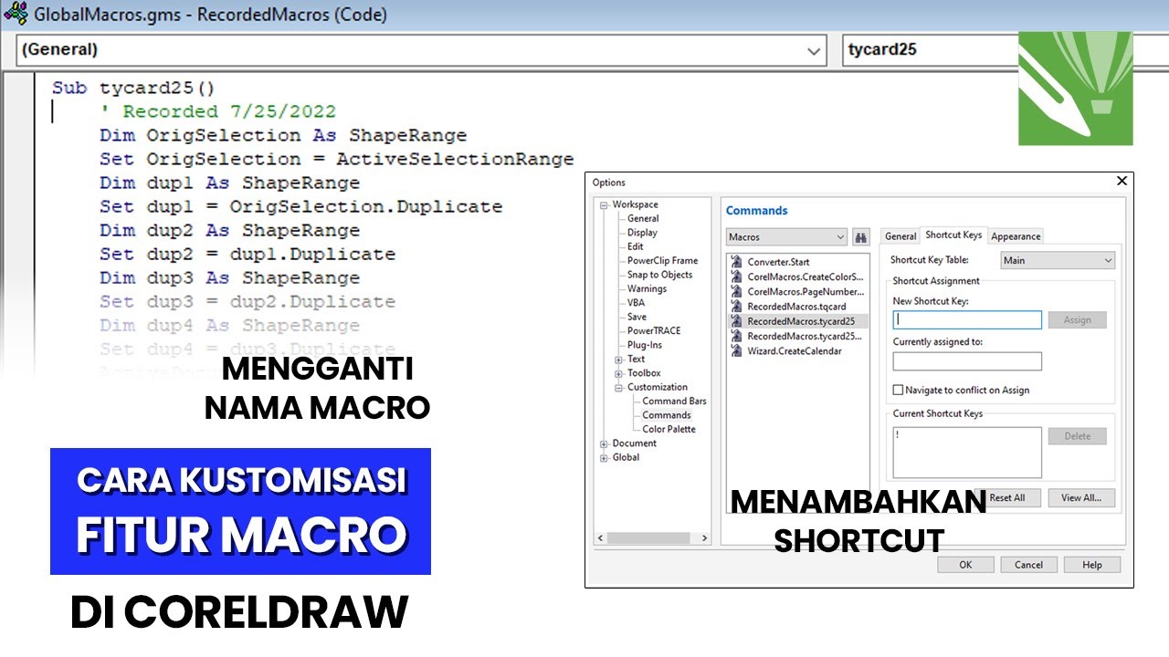 Cara Kustomisasi Macro Yang Sudah Pernah Dibuat - CorelDRAW Tutorial ...