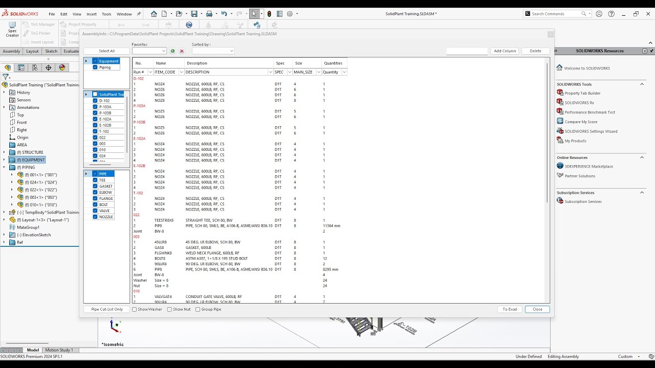 16.SolidPlant3D Report BOQ, BOM, ISOGEN, GA Drawing - YouTube