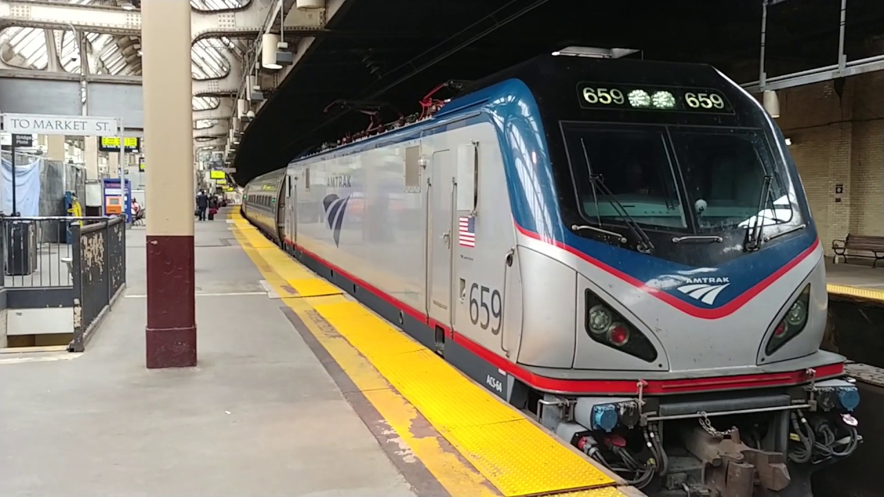 Amtrak - Siemens ACS-64 "Cities Sprinter" #659 departing Newark Penn ...