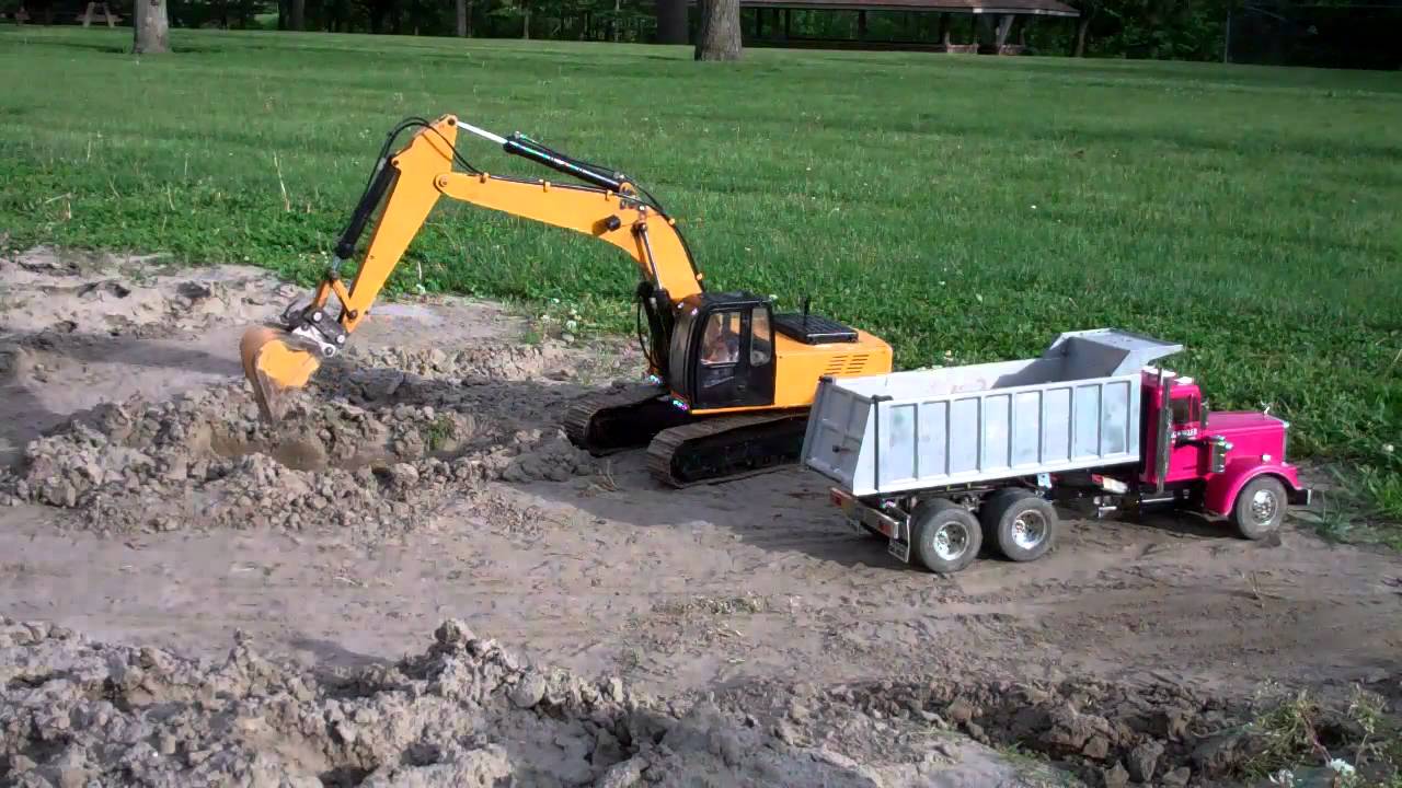 rc excavation at the park - YouTube