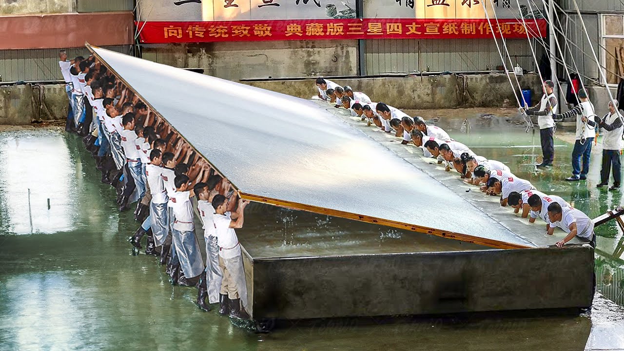 Amazing Way they Produce Gigantic Sheets of Traditional Paper - YouTube