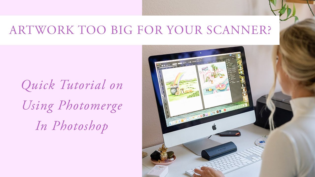 How to Use Photomerge in Photoshop for Scanned Artwork - YouTube