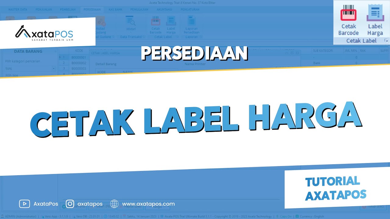 #44 CETAK LABEL HARGA - Tutorial AxataPOS - YouTube