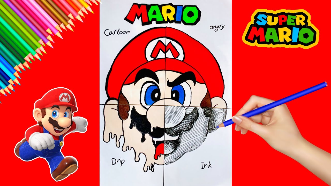 Drawing MARIO but in 4 Different Styles😱🔥|SUPER MARIO BROS ️‍🔥 - YouTube