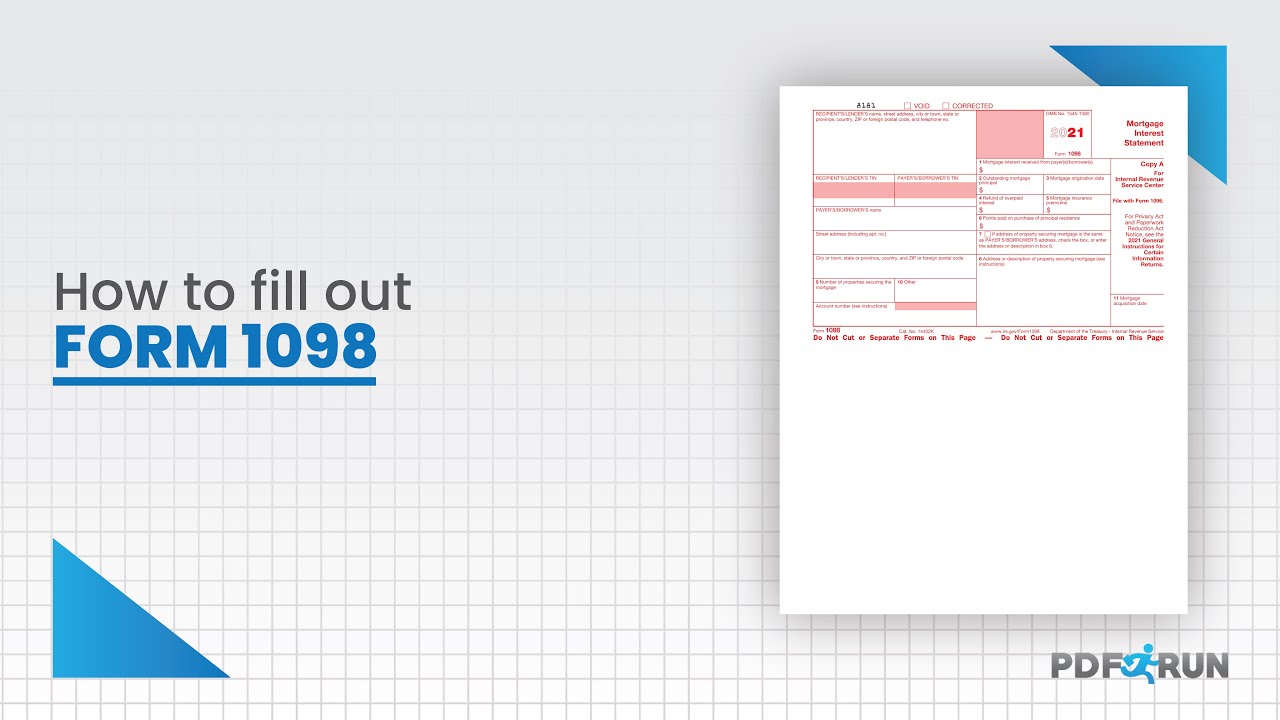 How To Fill Out Form 1098 Mortgage Interest Statement PDFRun YouTube