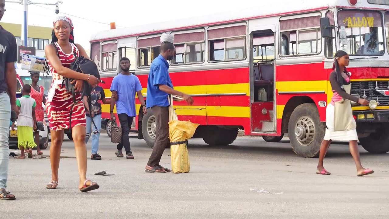 FAMOUS BUS STOP IN MAKOLA GHANA, AFRICA - YouTube