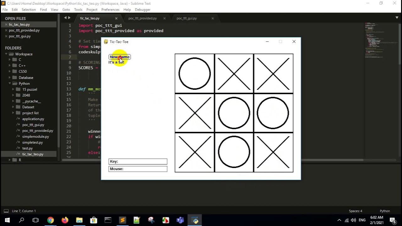 tic tac toe | Using Python - YouTube