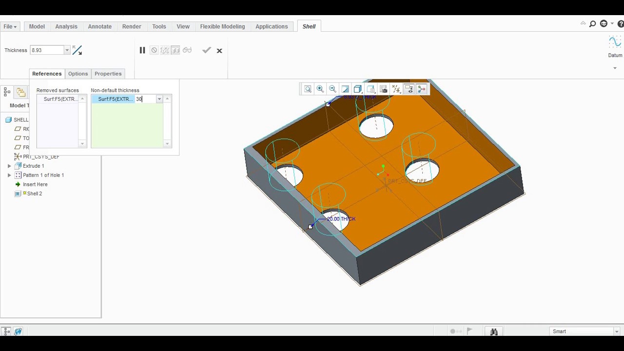 SHELL IN CREO PARAMETRIC - YouTube