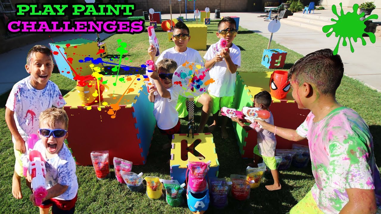 Pretend Play PLAY PAINT CHALLENGES | GOBLIES | SPLASH TANK - YouTube