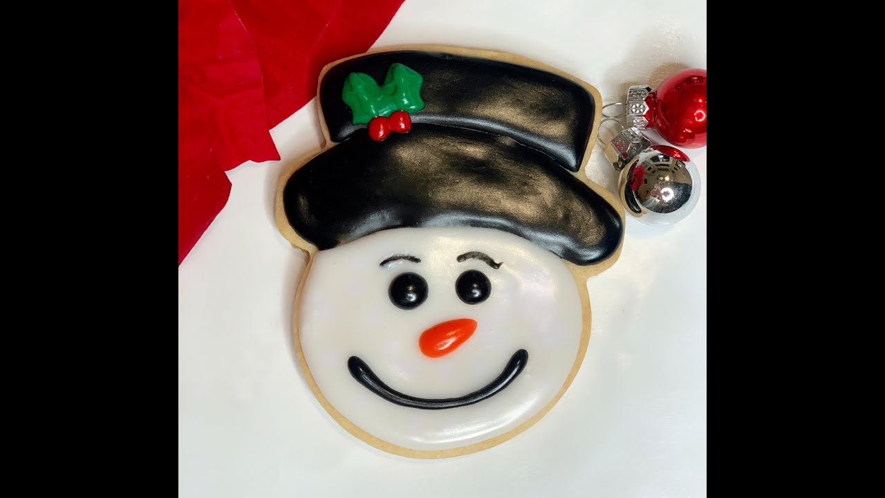 DIY Snowman Royal Icing Sugar Cookie - YouTube
