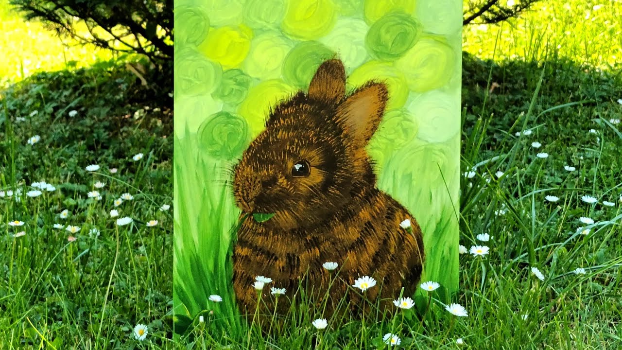 Hase Malen Acryl für Anfänger mit Fächerpinsel -Bunny Easy Acrylic ...