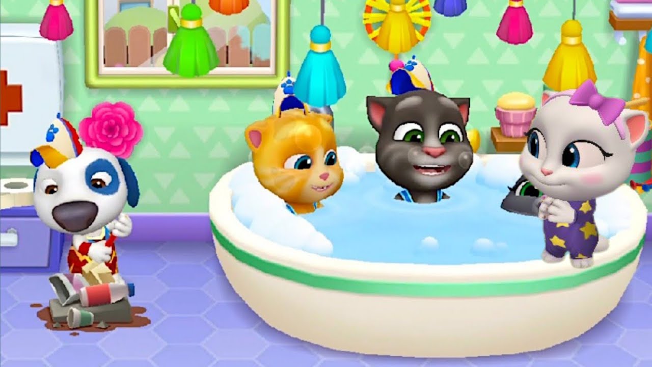 Talking Tom friends day #7 Unlock Bright Bubble Bath Android Gameplay ...