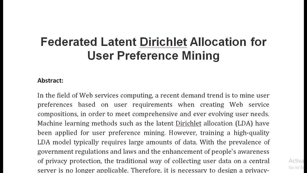 Federated Latent Dirichlet Allocation for User Preference Mining - YouTube